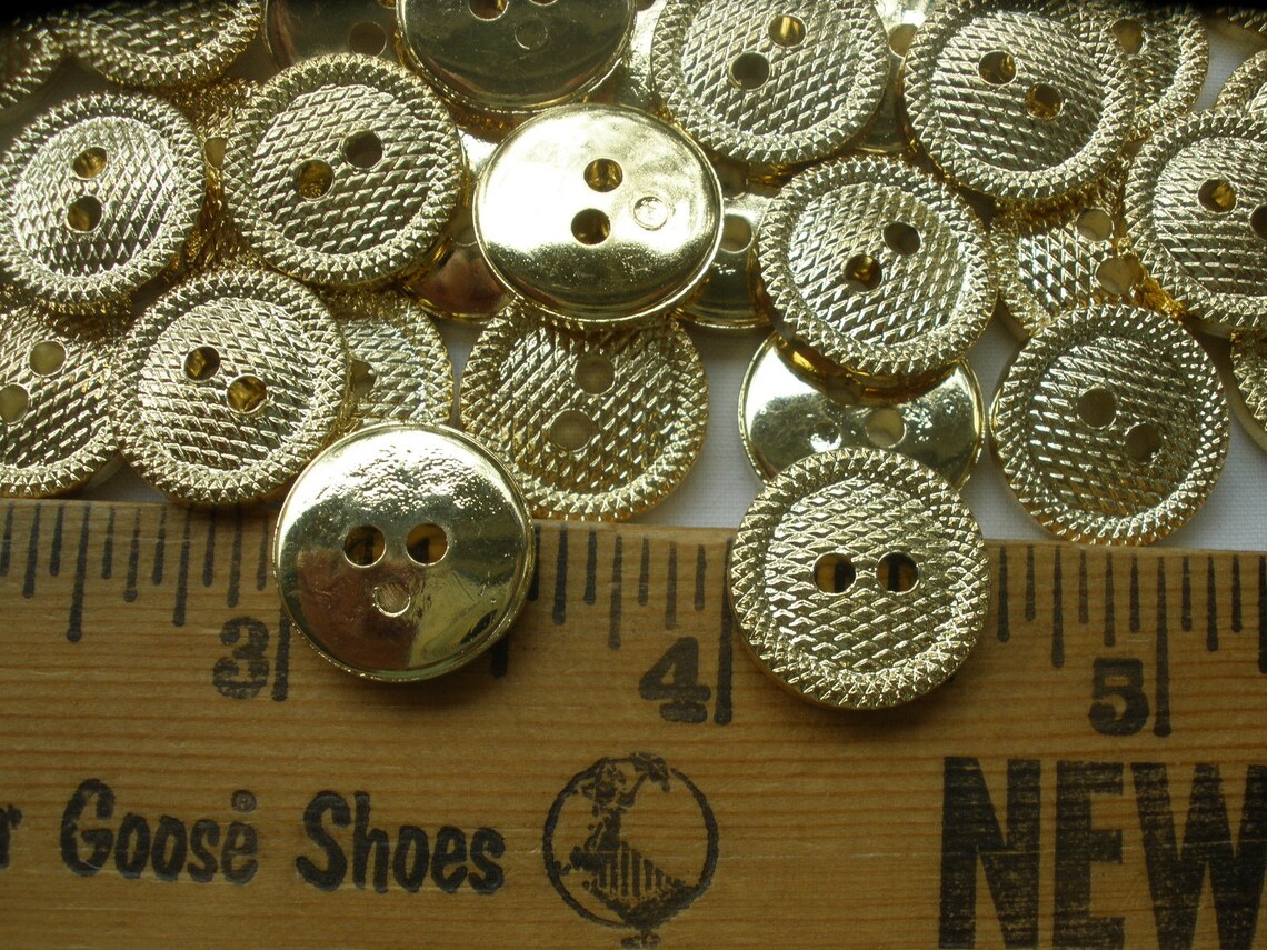 15MM Shiny Gold Textured Buttons Metallic Plastic 2 Hole Sew - Etsy