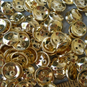 Gold Buttons Tiny 12mm Concave Buttons 48 Plastic 18L 2 Hole Sew on ...