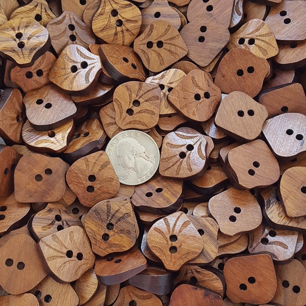 Wood Buttons Leaf - Etsy