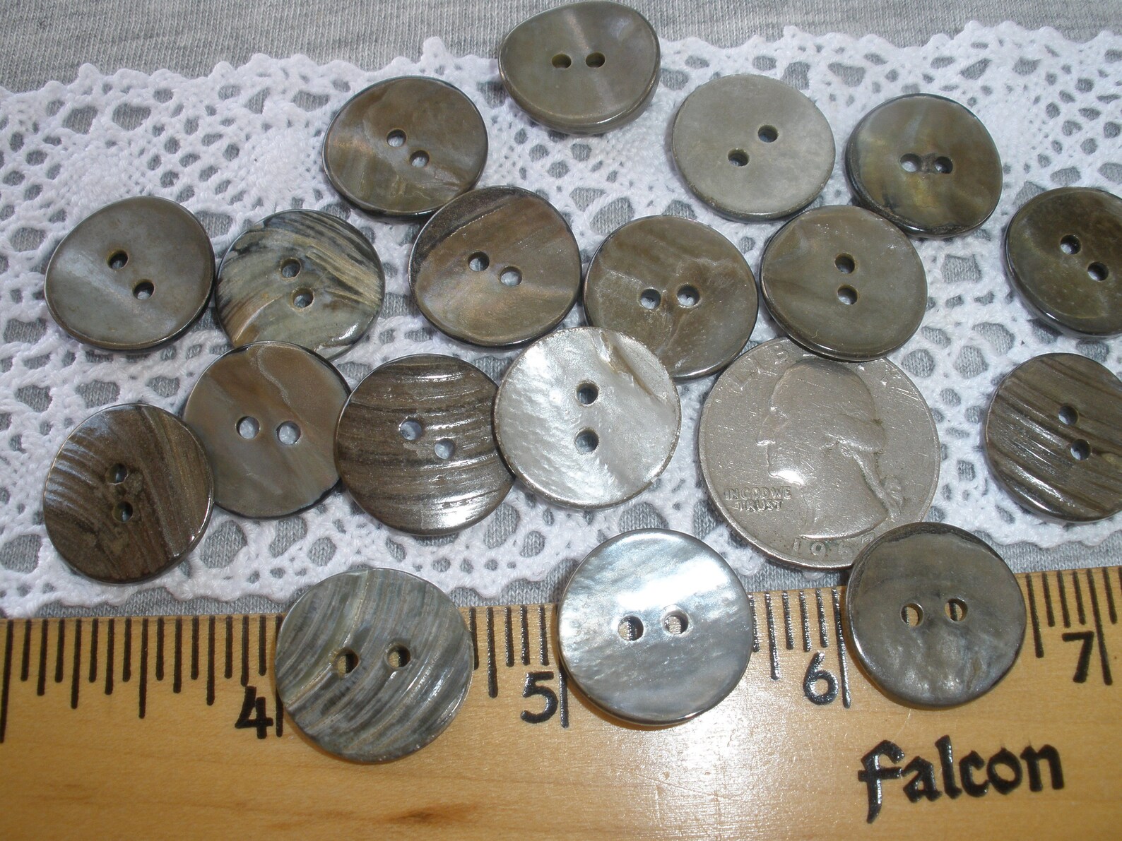 Gorgeous Silver Gray Brown Mussel Shell Buttons 17MM 28L | Etsy