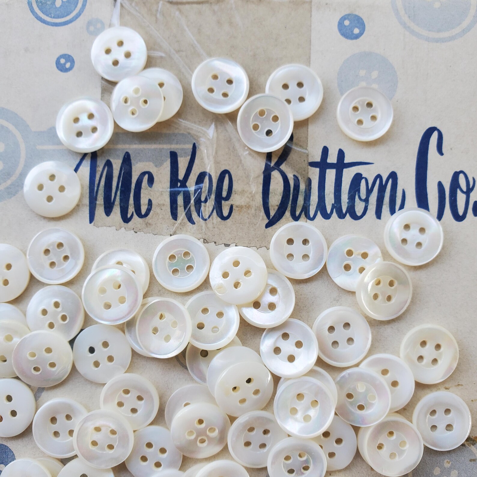 Vintage MOP Classic Shirt Buttons 20L Pearl White 1/2" 13MM 4-hole Sew ...