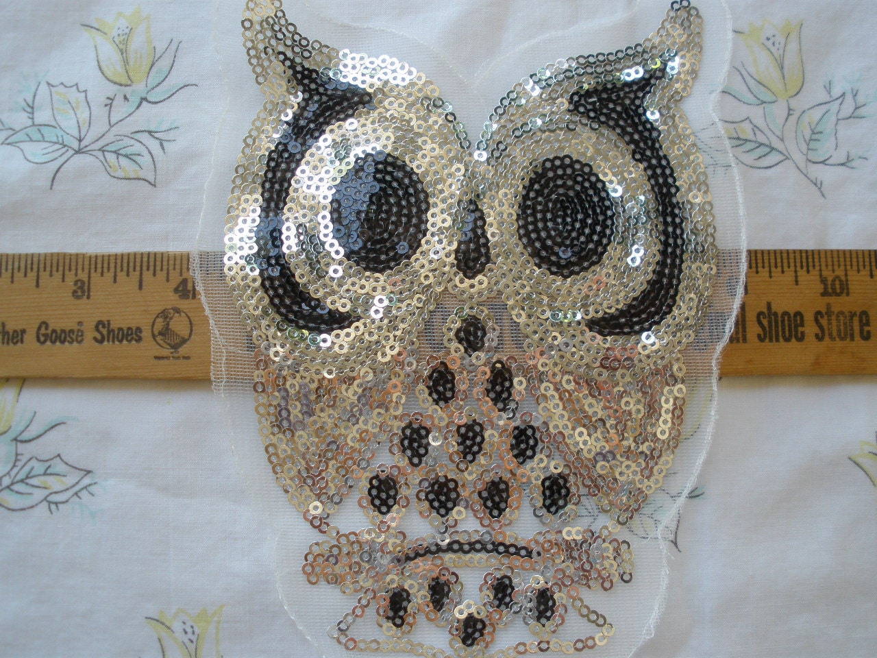 Sequin Owl Applique Embellishment on White Tulle Embellish | Etsy