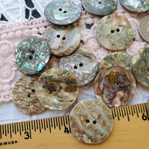 28MM Abalone Shell Buttons Natural 1 1/8 Inch 45L Pearly Rainbow MOP ...
