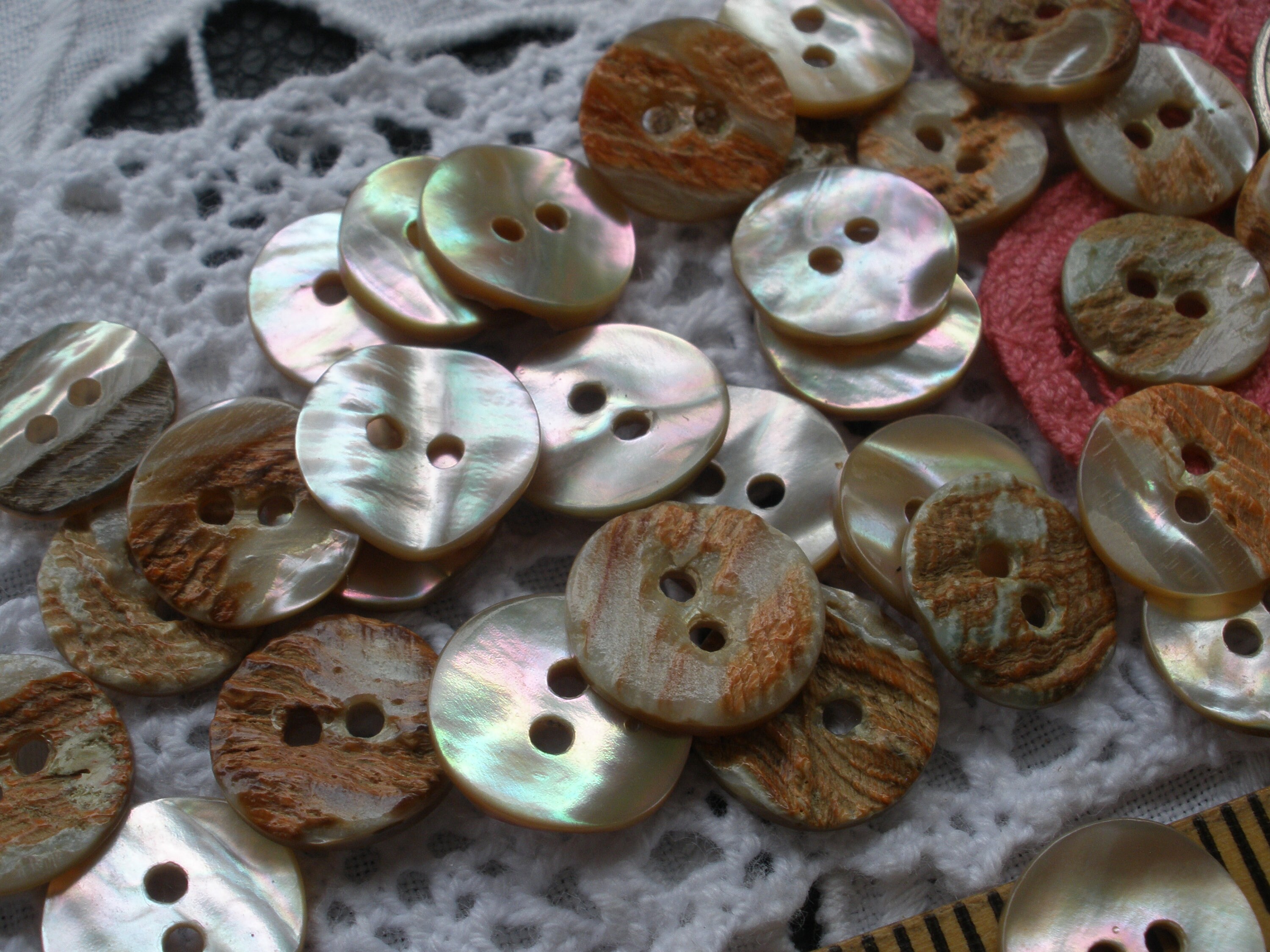 13MM Red Abalone Shell Buttons Natural 1/2" 20L Pearly Rose Rainbow MOP ...