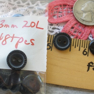 48 Black Textured Rim 2-hole Plastic Buttons Choose 18L 20L 24L or 28L ...