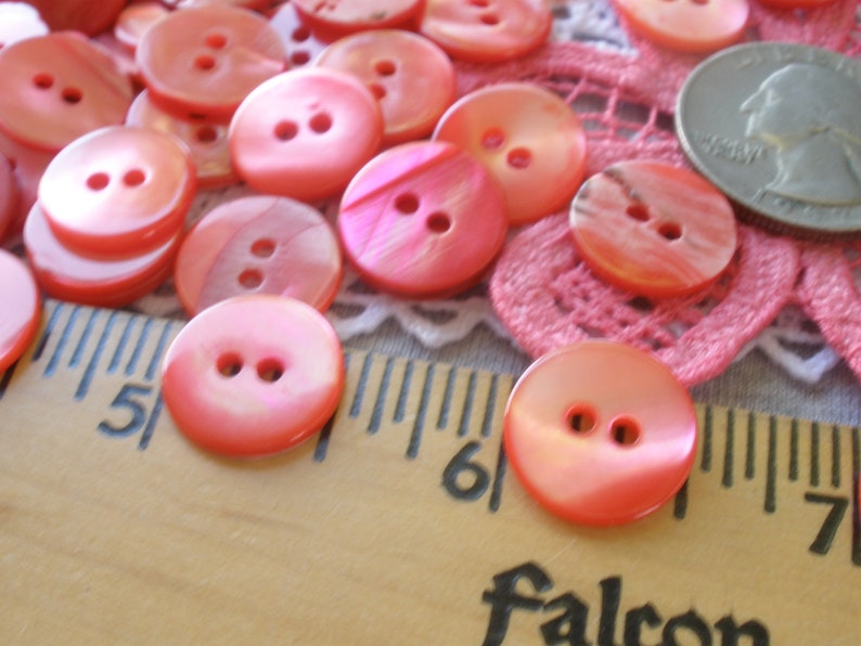 14MM Bright Pink Trocas Shell Buttons 22L 9/16" MOP Sewing 2 Hole Sew ...