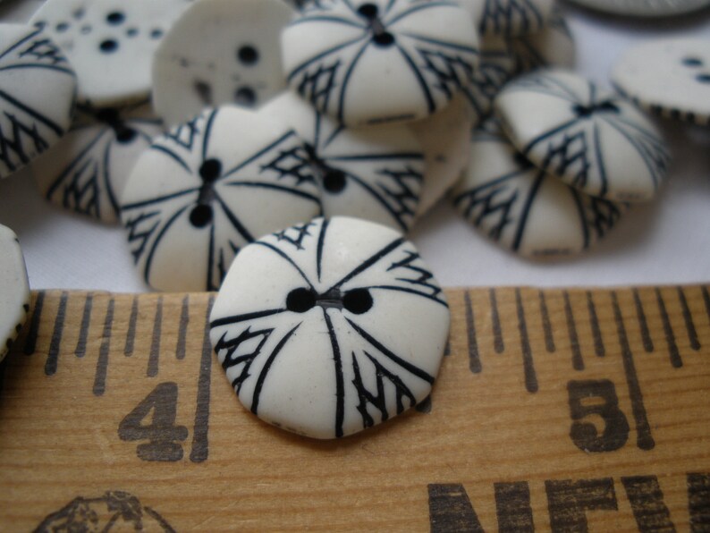 Faux Bone Ivory Octagon Buttons Black Etched Pattern - Etsy