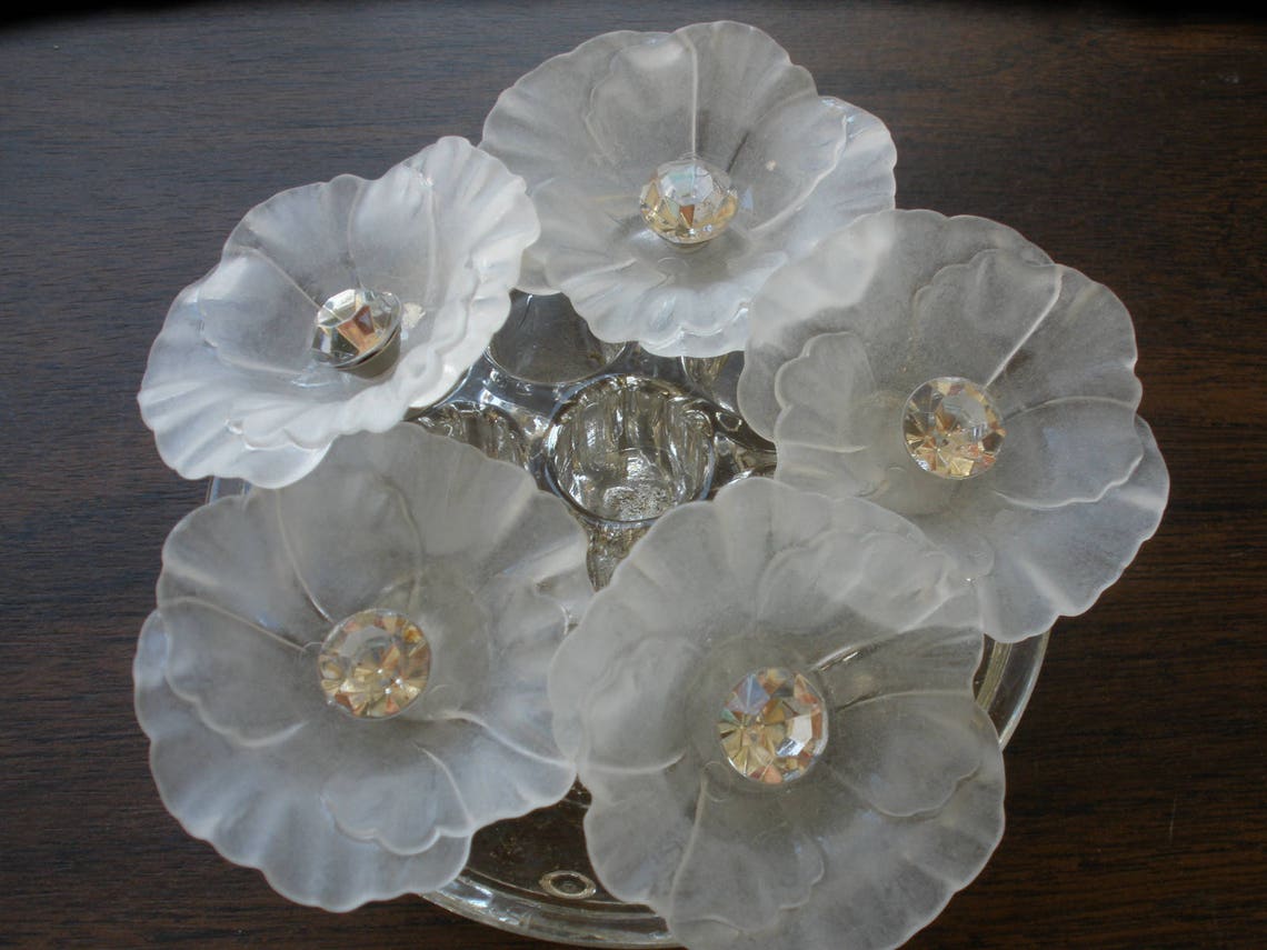 40MM Frosted Acrylic 3D Flower Buttons 10MM Rhinestone Center 1 5/8 ...