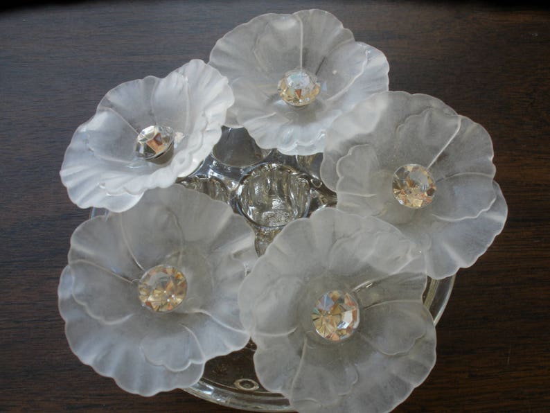 40MM Frosted Acrylic 3D Flower Buttons 10MM Rhinestone Center 1 5/8 ...