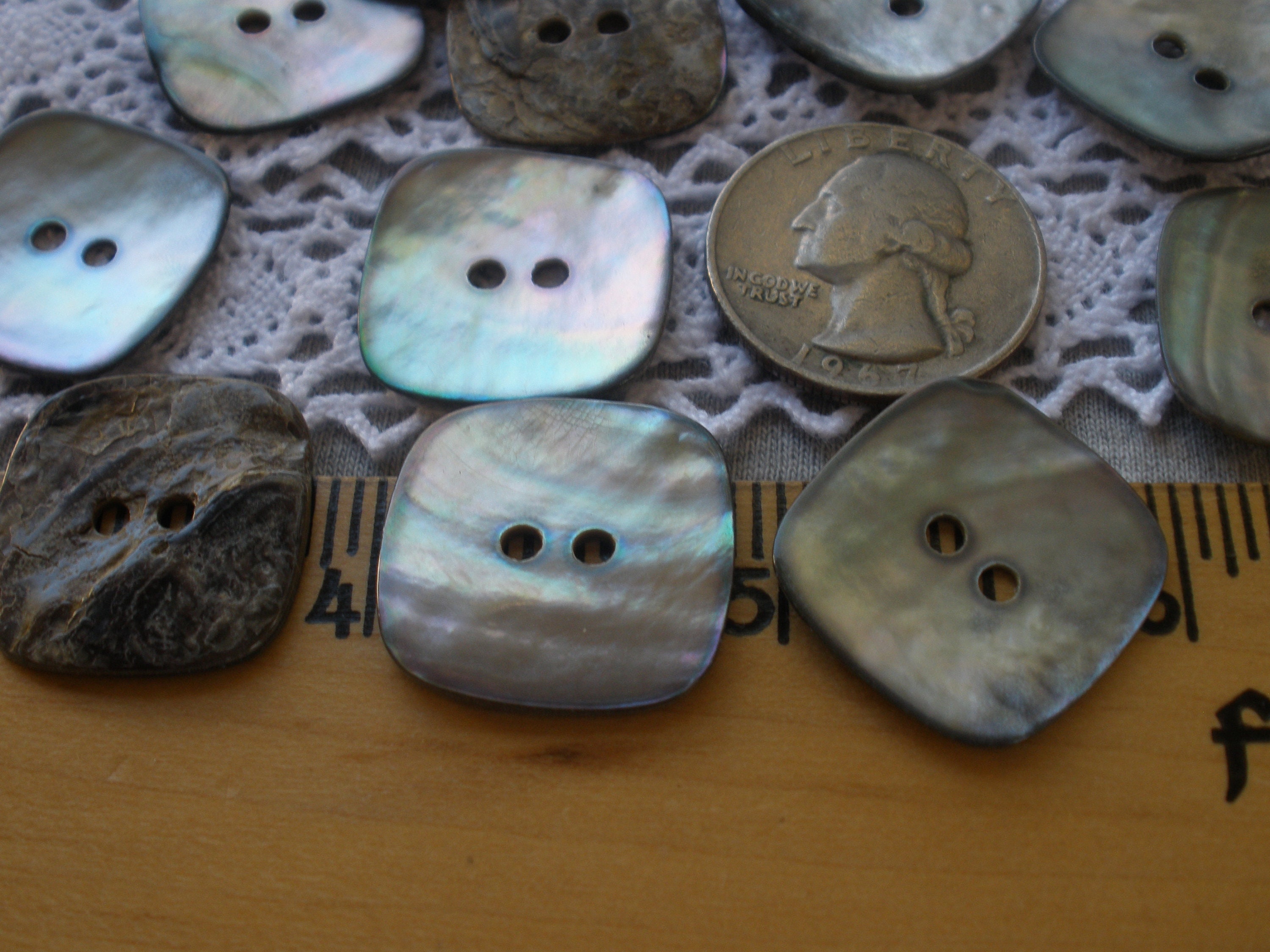 Square Smoke MOP Shell Buttons 20mm by 25mm 40L 1 Inch Agoya 2 Hole Sew ...
