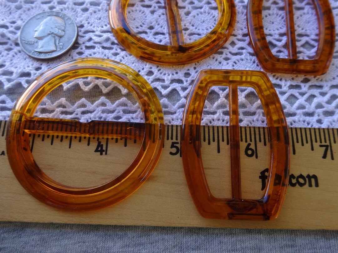 Tortoise Buckle Scarf Slide Round or Square Oval 1.5" Opening Ribbon ...