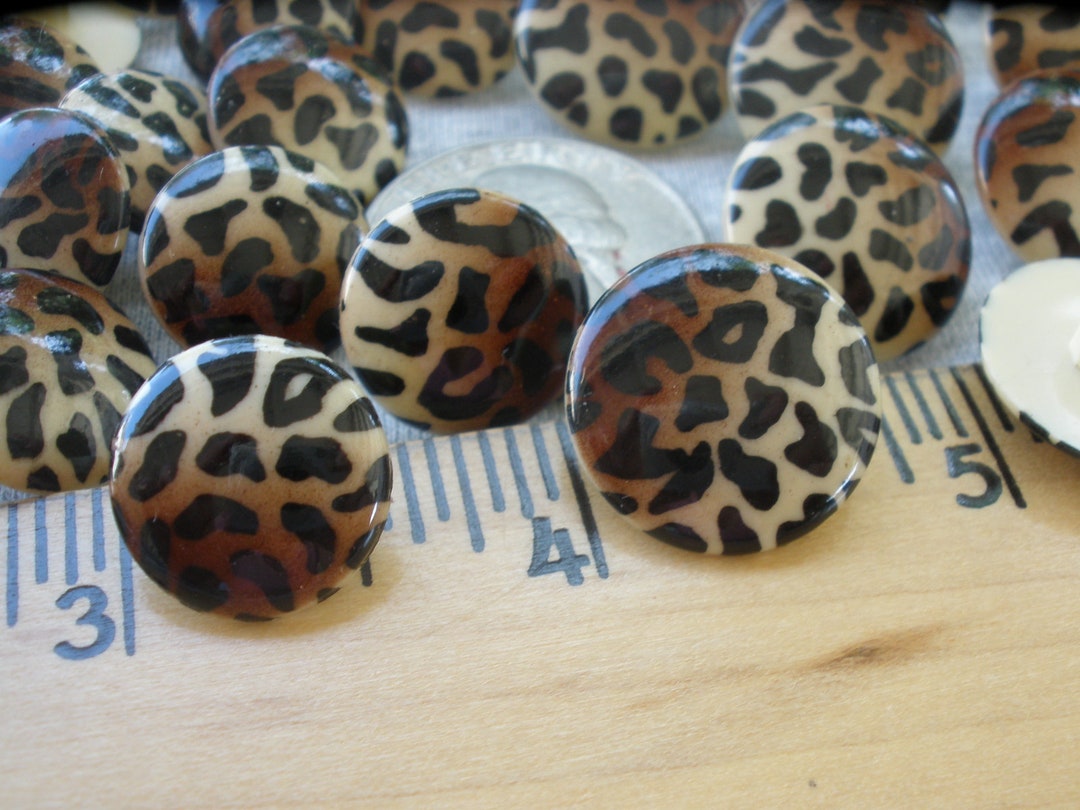Cheetah Pattern Shank Buttons 24L 28L (5/8" 15MM 11/16" 18mm) Plastic ...