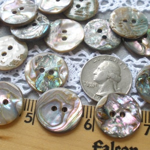 20MM Abalone Shell Buttons Natural 13/16" 32L Pearly Rainbow MOP Sewing ...