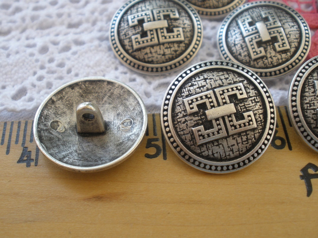 Medieval Pattern Cast Metal Shank Buttons Antique Silver Size 7/8" 23MM ...