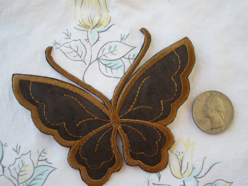 Embroidered Brown Suede Flower or Buttlerfly Applique Patches - Etsy