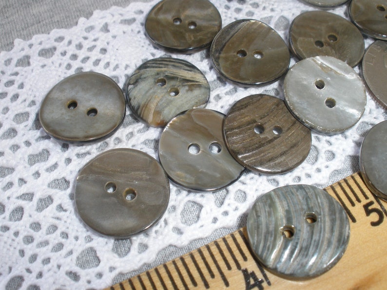 Gorgeous Silver Gray Brown Mussel Shell Buttons 17MM 28L - Etsy