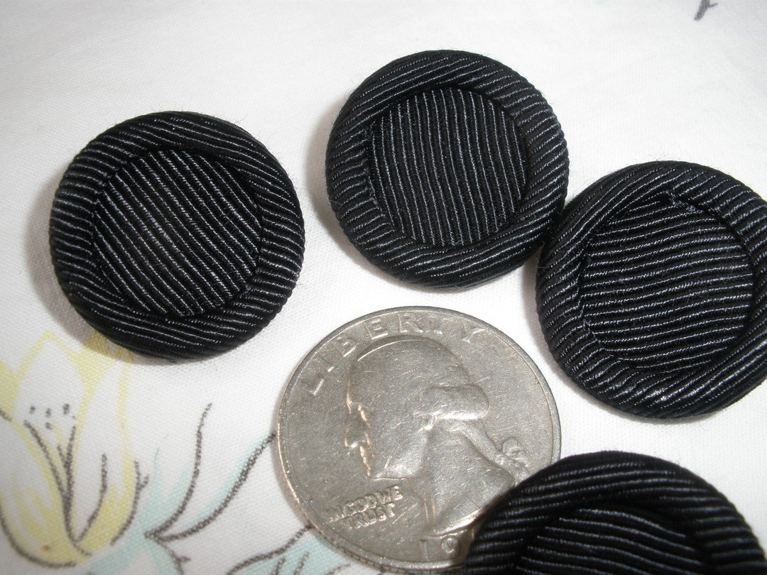 Fancy Black Textured Cloth Covered Buttons Halo Shank 36L 23MM 7/8 ...