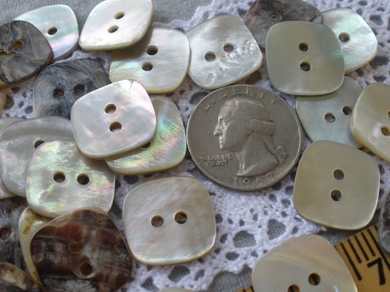 Square MOP Shell Buttons Natural 17mm by 20mm 32L 13/16 | Etsy