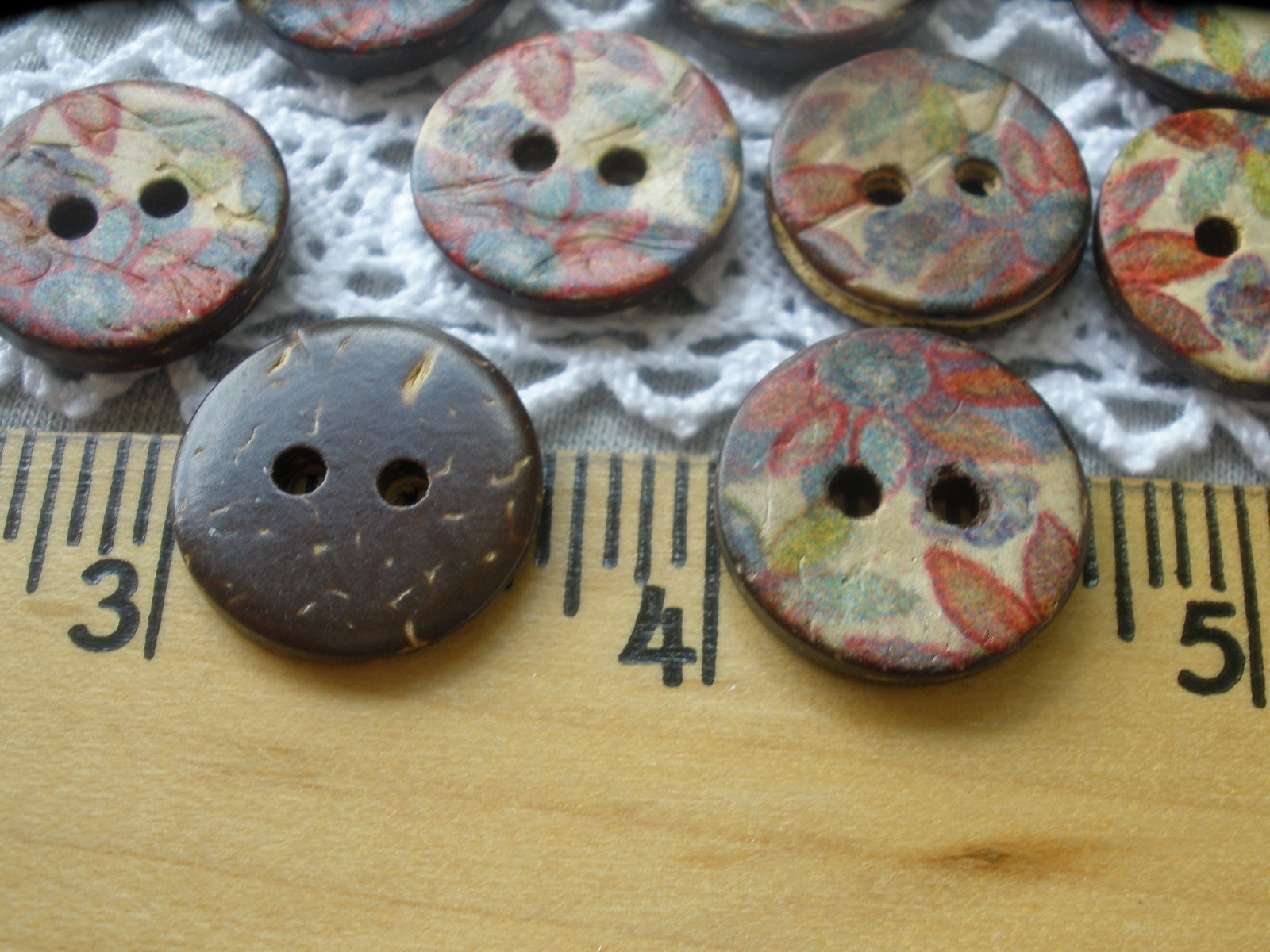 17MM Colorful Floral Printed Coconut Shell Buttons 2 Hole Sew - Etsy