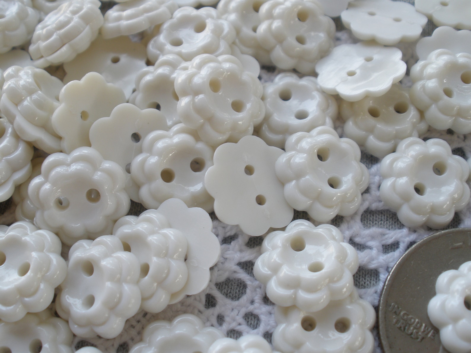 Ivory Off-white Small Layered Flower Buttons 24 Plastic - Etsy