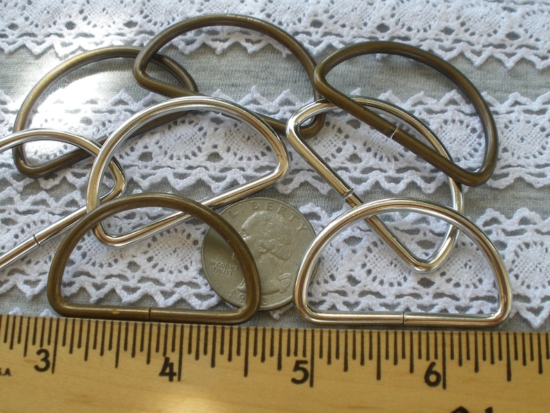 Metal 1.5 Inch Split D Rings D-ring Shiny or Dull Silver or BRONZE ...