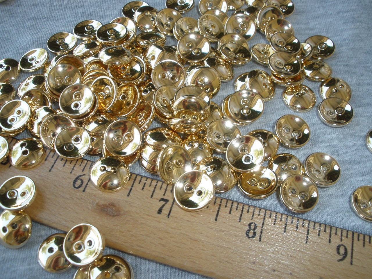 Gold Buttons Tiny 12mm concave Buttons 48 Plastic 18L 2 hole | Etsy