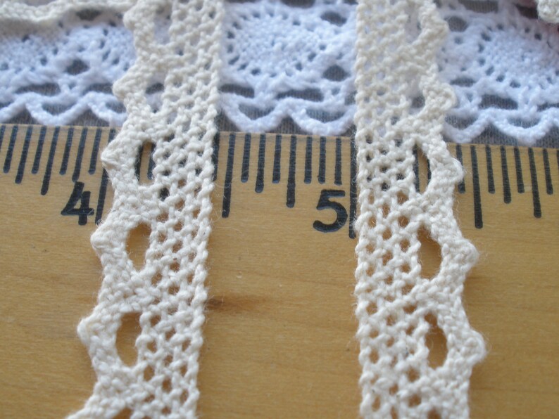 Ecru Cotton Crochet Chevron Edge Lace Trim 7/16" 11MM Wide Natural ...