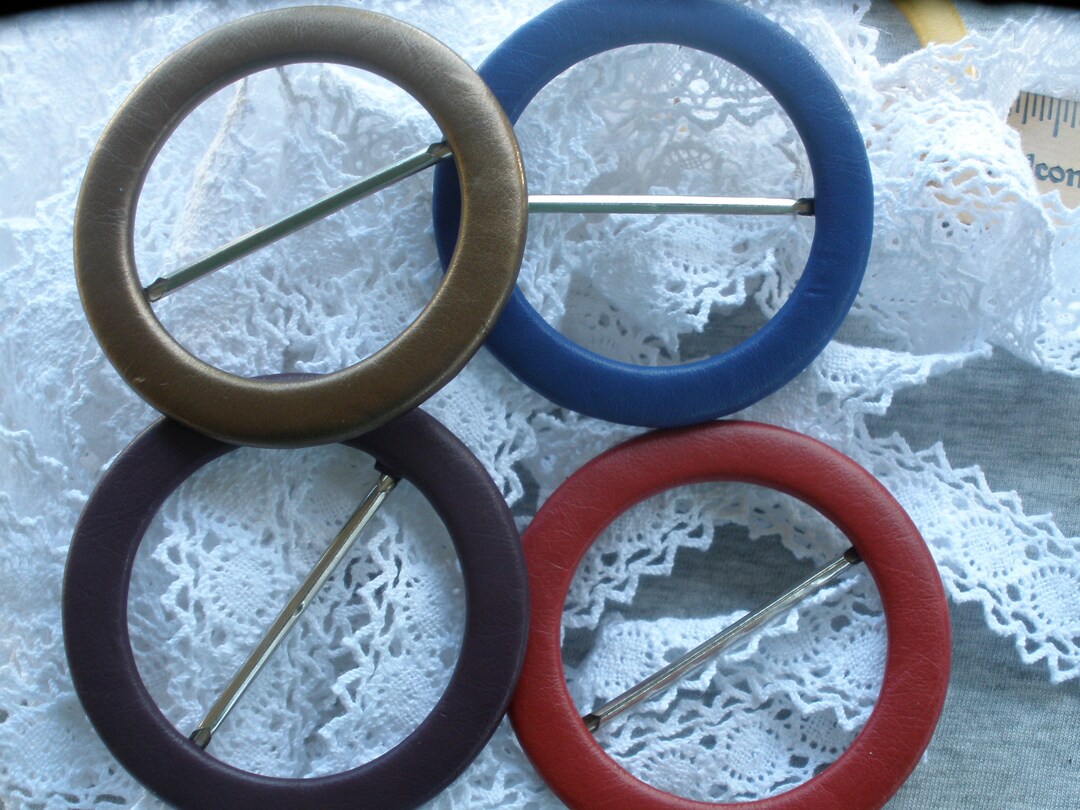 Round Buckle Variety Vinyl Scarf Slide 2" Opening 2 3/4" Metal 4 ...