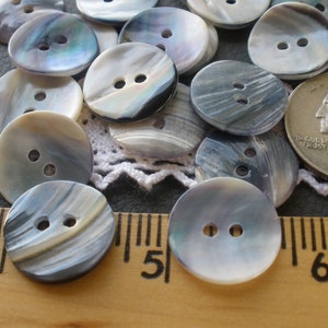 17MM Blue Mussel Shell Buttons 28L 11/16" MOP Pearl 2 Hole Sew on 13 ...