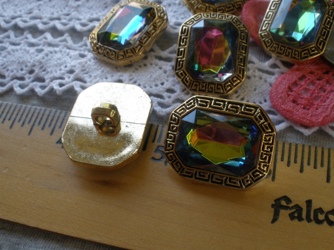 Colorful Gem Shape Rhinestone Gold Plastic Shank Buttons - Etsy