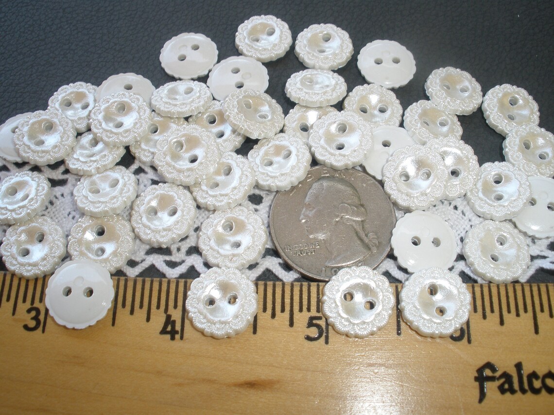Faux Pearl Finish Fancy Pattern Buttons Plastic 1/2 Size | Etsy