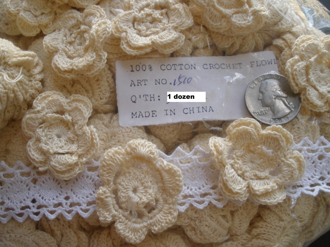 Natural Color Cotton Crochet 2 Layer Flowers 35MM to 38MM Wide - Etsy