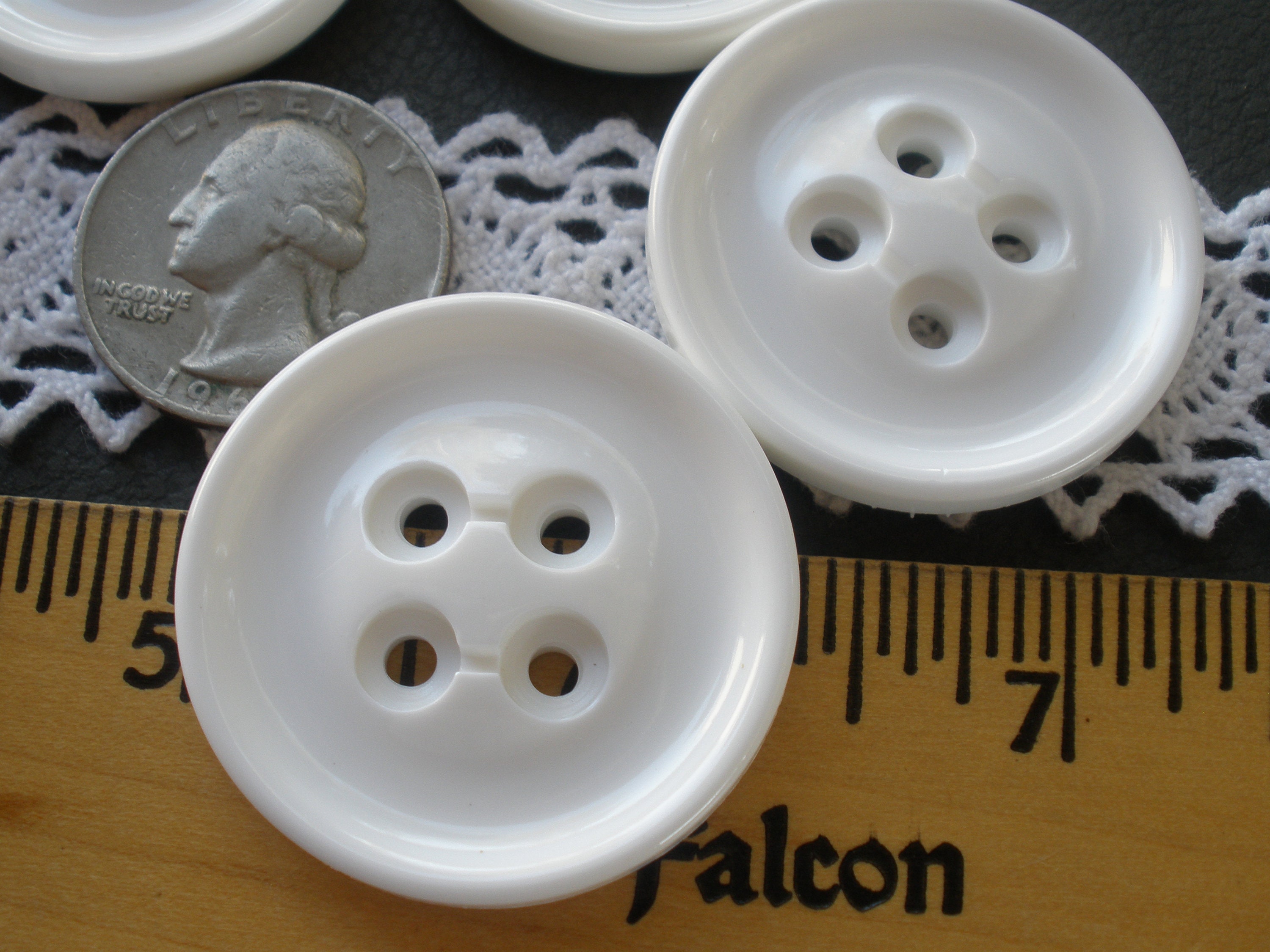 Extra Large White Plastic Coat Buttons 55L 35mm 1 3/8" 4-hole Sew-on 2 ...