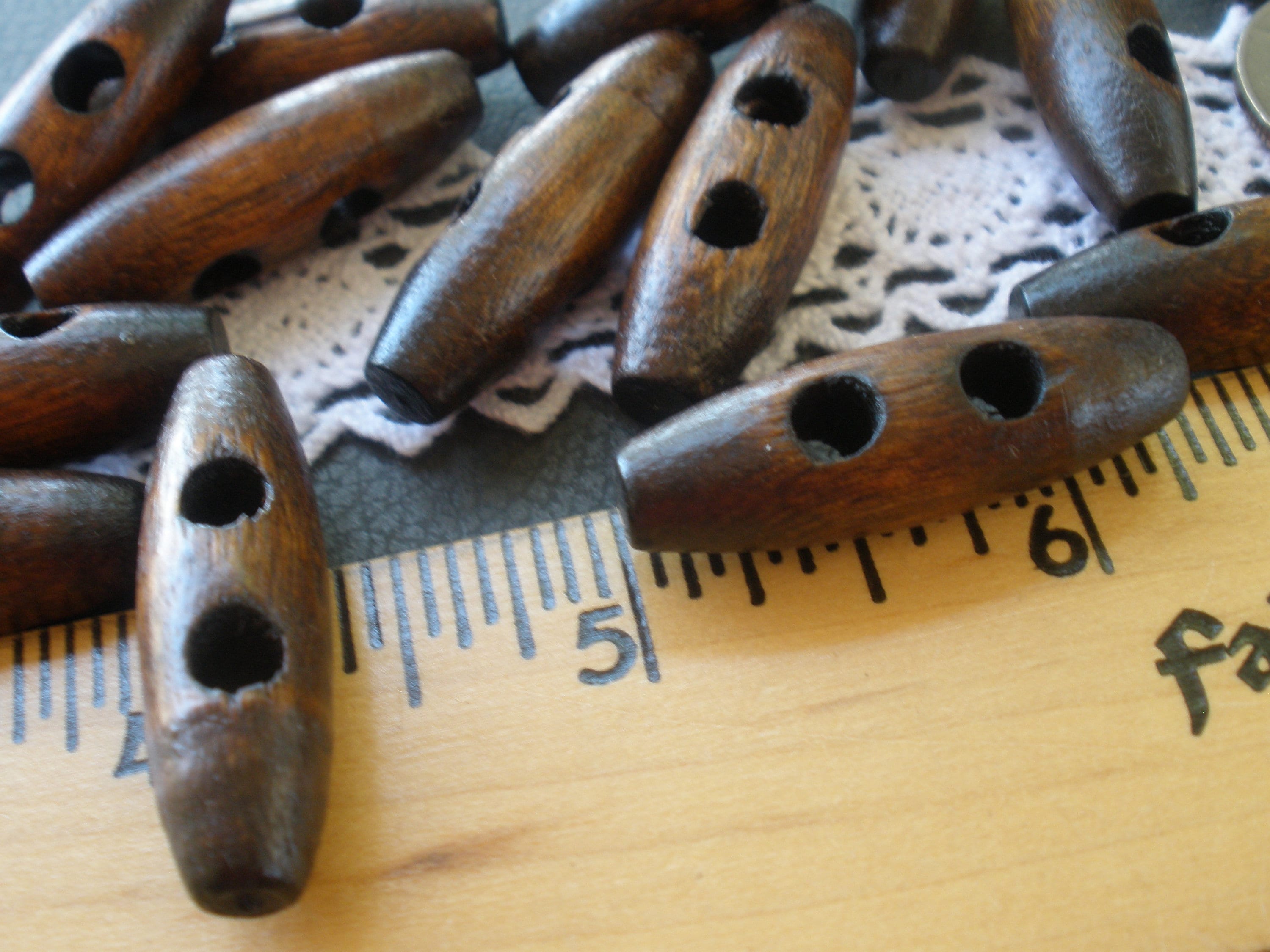32MM Brown Wood Toggle Coat Buttons Sweater Closure 1.25