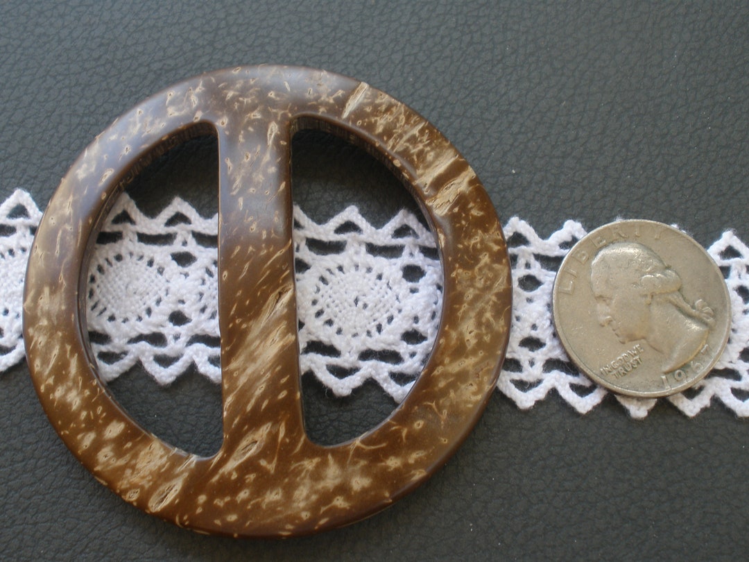 Medium Coconut Shell Buckle Slider Sarong Pareo Tie Round 1 5/8" Inside ...