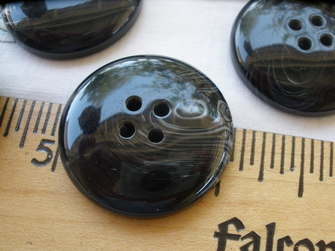 Thick Shiny Black Coat Buttons 27MM 44L Slight Horn Effect - Etsy