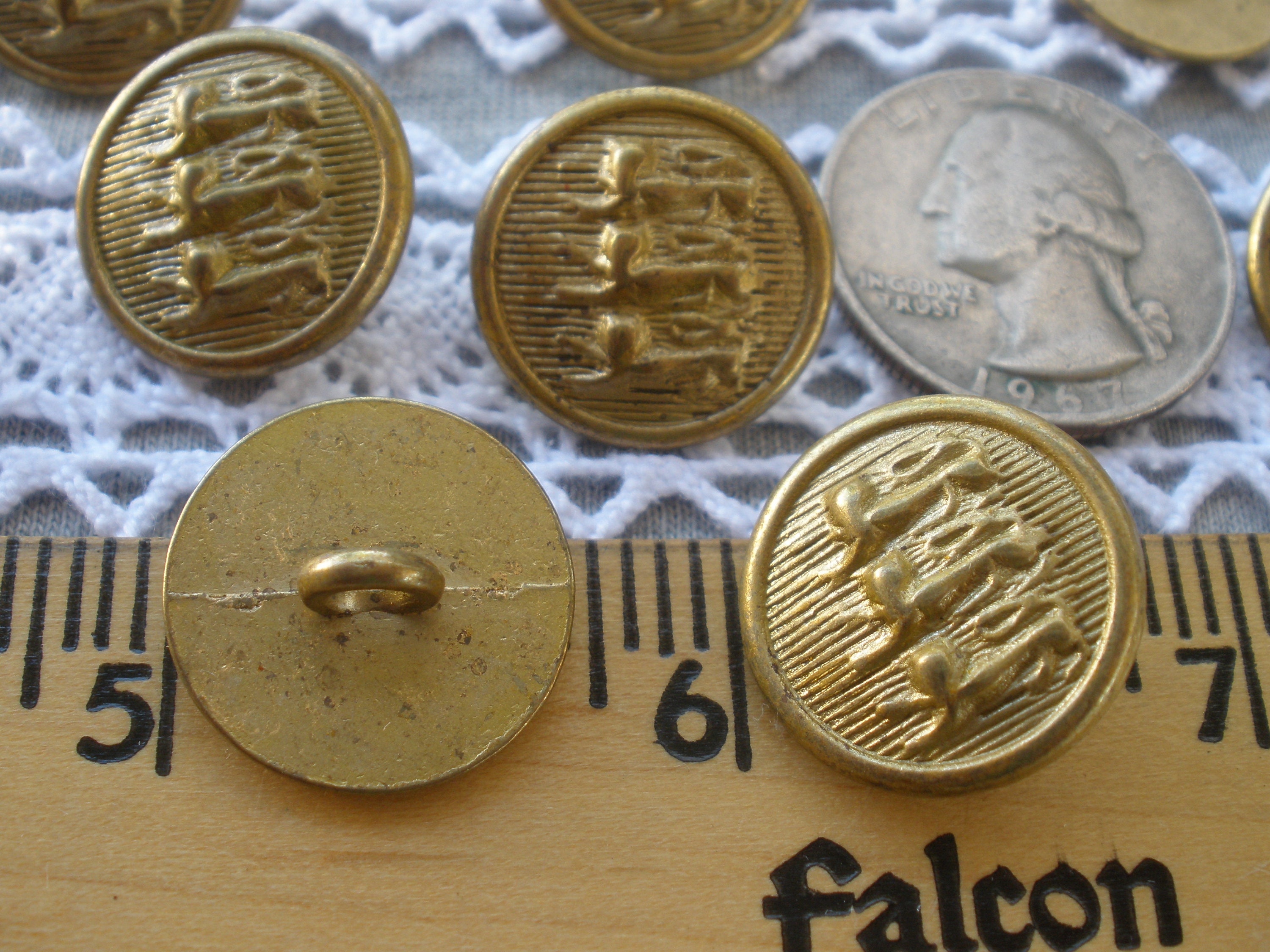 Three Lions 18MM Metal Buttons Rustic Matte Gold Gilt Color 11/16" 28L ...