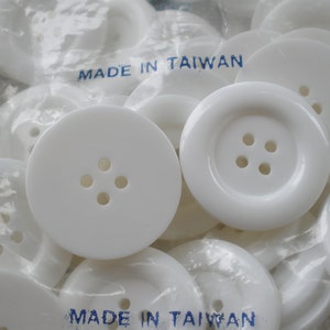 30MM Large Thick White Coat Buttons 4-hole Sew on Size 48L Plastic ...