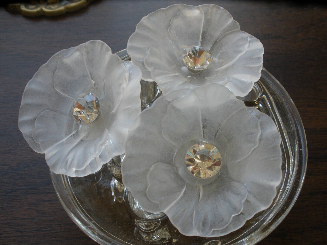 40MM Frosted Acrylic 3D Flower Buttons 10MM Rhinestone Center 1 5/8 ...