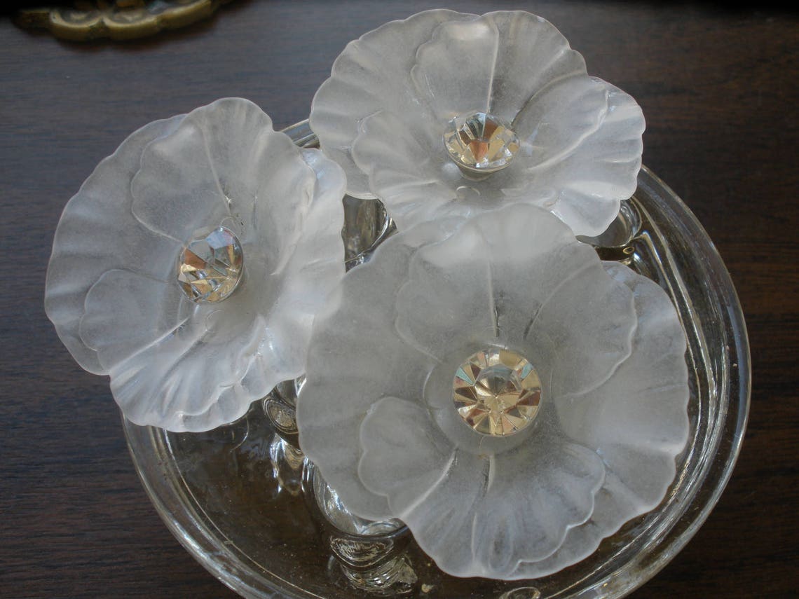 40MM Frosted Acrylic 3D Flower Buttons 10MM Rhinestone Center 1 5/8 ...
