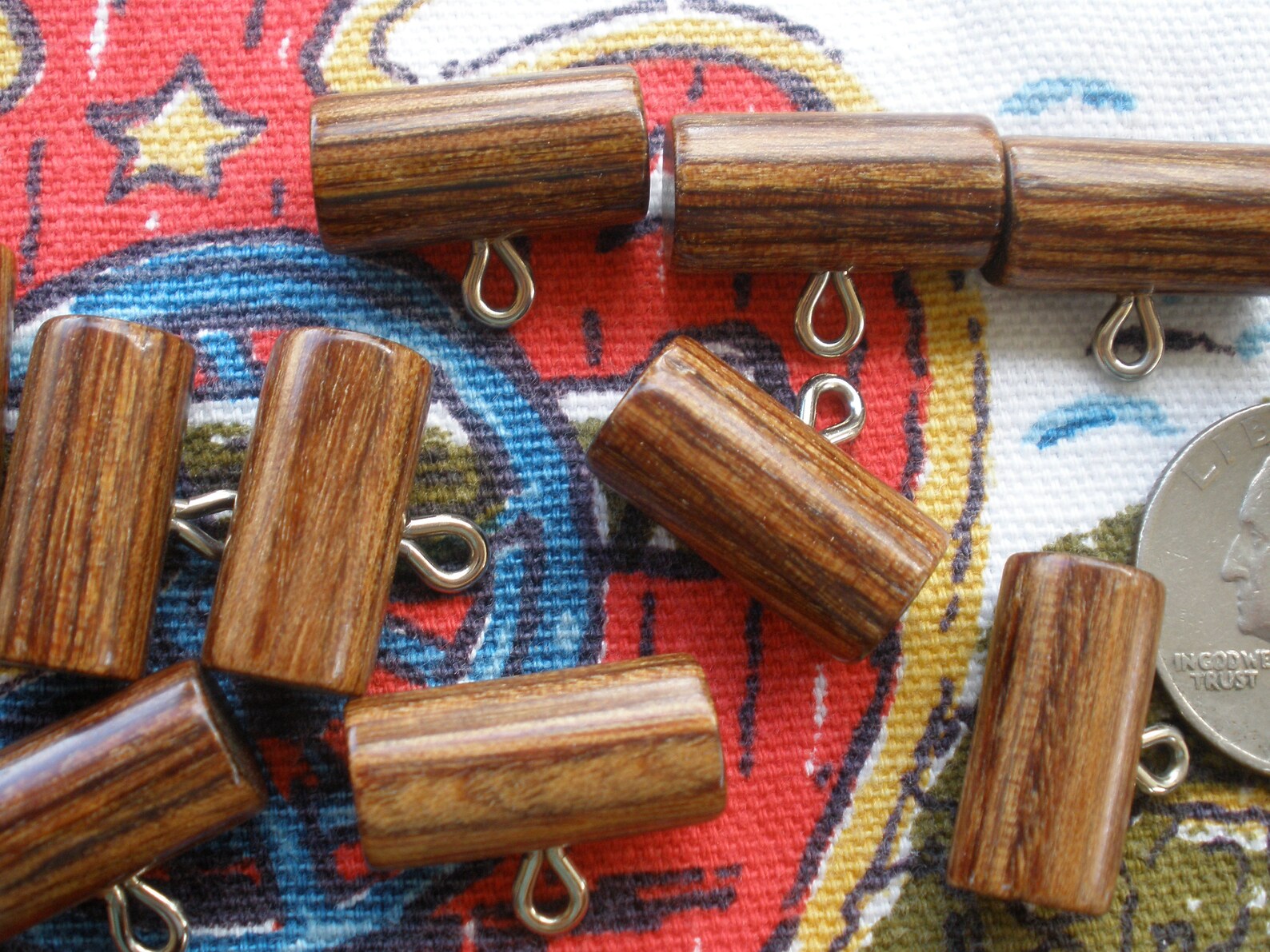 19MM Polished Wood Barrel Toggle Coat Buttons Maple Cherry Brown 3/4 ...