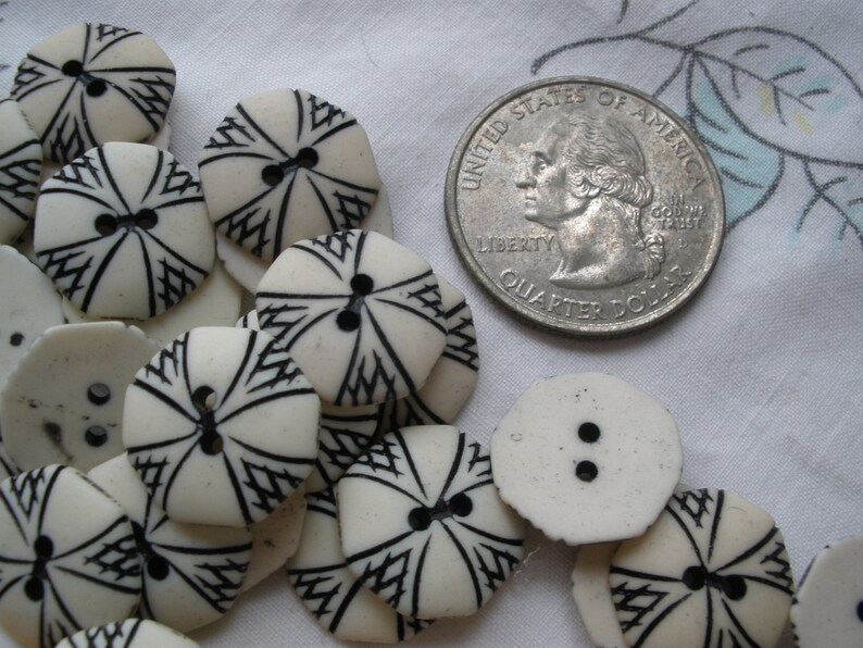 Faux Bone Ivory Octagon Buttons Black Etched Pattern - Etsy