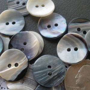17MM Blue Mussel Shell Buttons 28L 11/16" MOP Pearl 2 Hole Sew on 13 ...