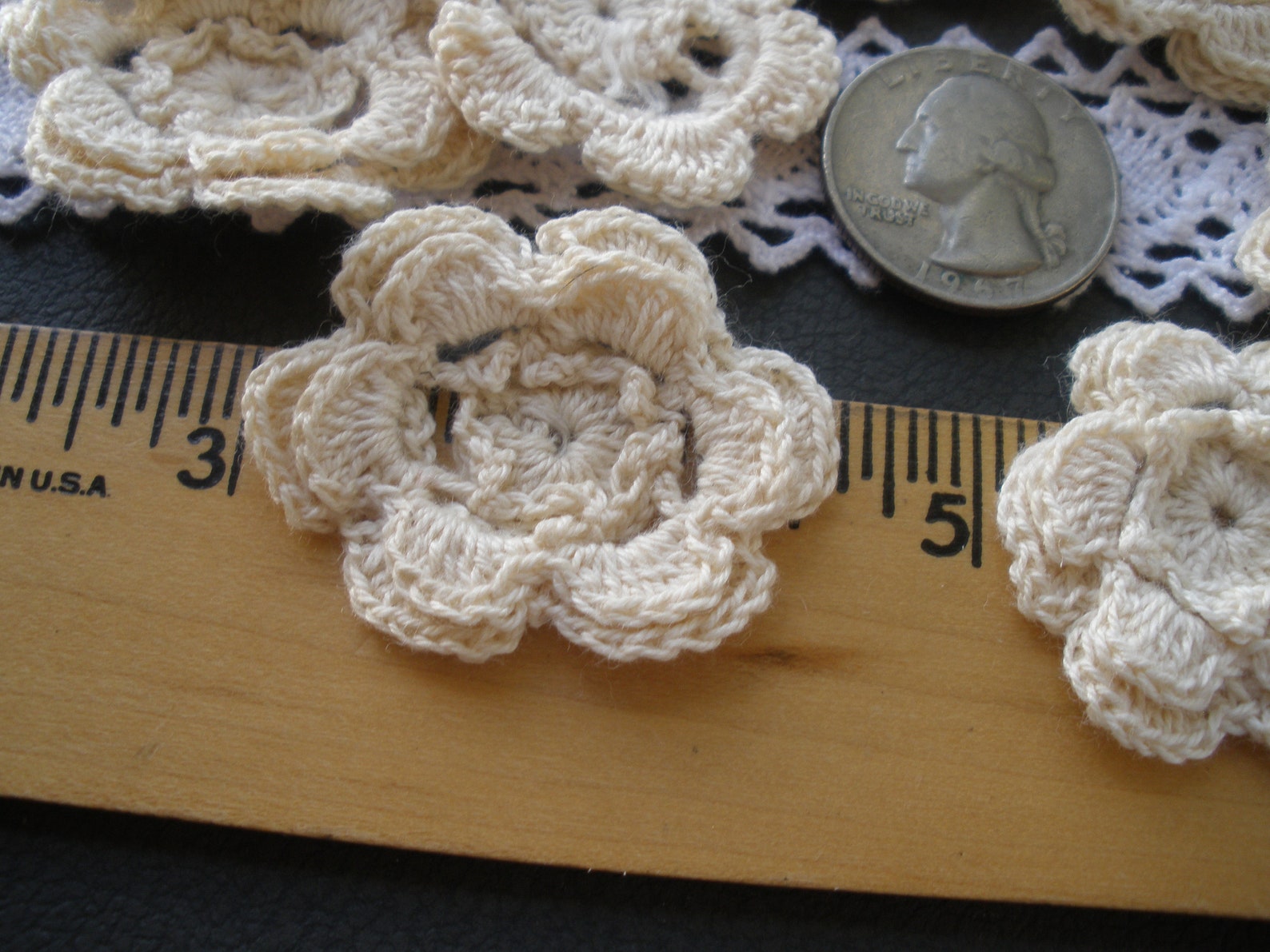 Natural Color Cotton Crochet 2 Layer Flowers 35MM to 38MM Wide - Etsy