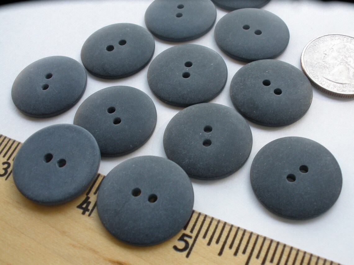 22MM Matte Black Buttons 12 Plastic 7/8" 36L 2-hole Sew on Sewing ...