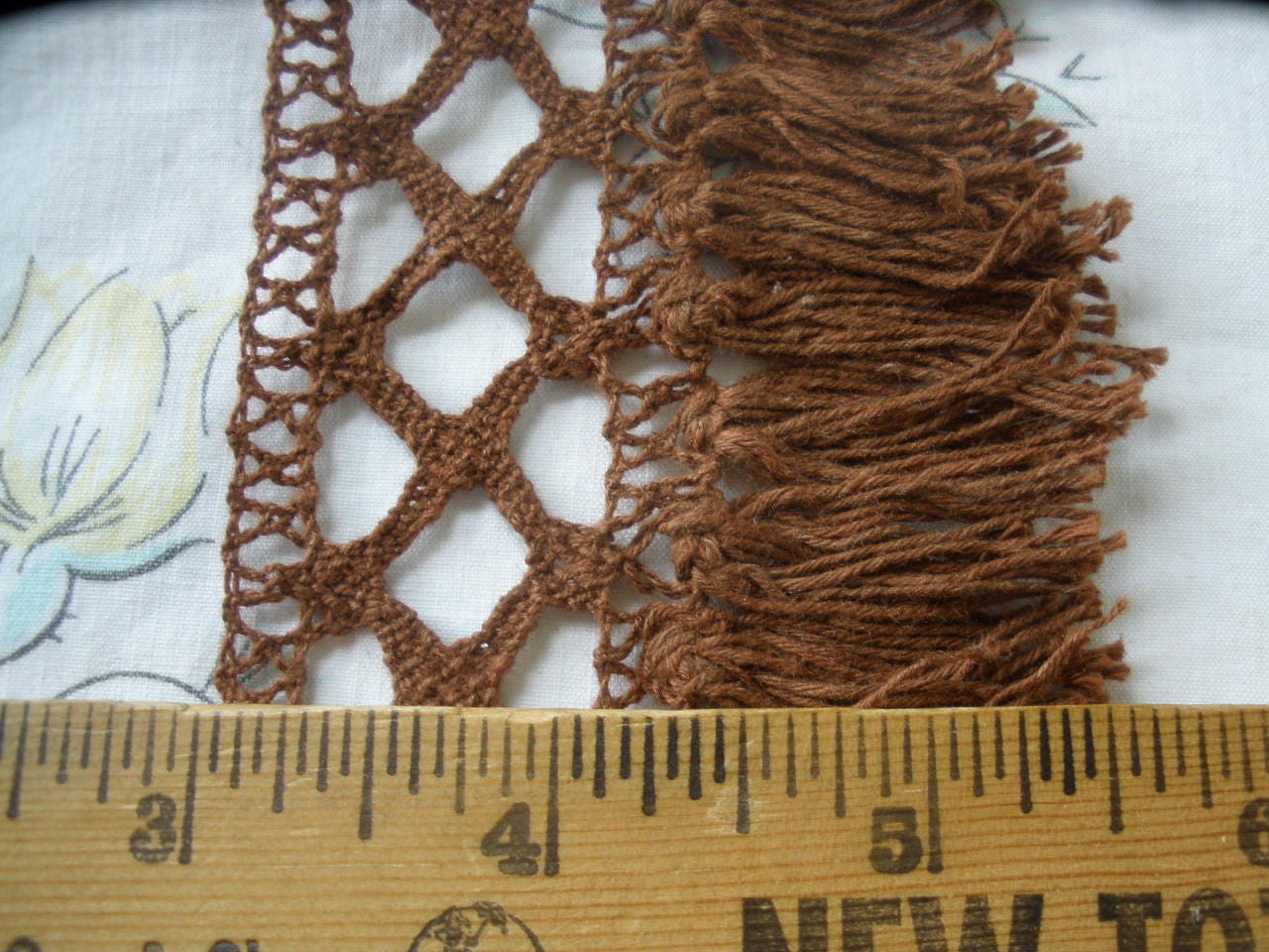 Boho Brown Criss Cross Lace & Tassel Fringe Trim 2.5" Wide Cotton ...