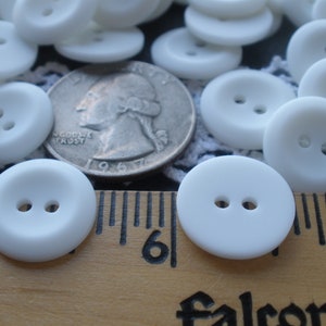 16MM Matte White Plastic Buttons 24L 2-hole Sew on 24 Pcs 5/8" Wedding ...