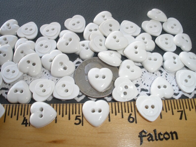 Shiny White Heart Buttons 13MM 2-hole Sew-on Sewing 20L 1/2" Crafts ...