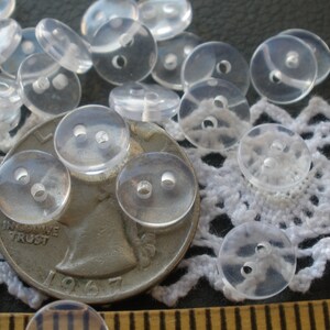 Tiny Clear 2-hole Buttons Flatback 24 Plastic 9MM 14L Sew-on Sewing ...