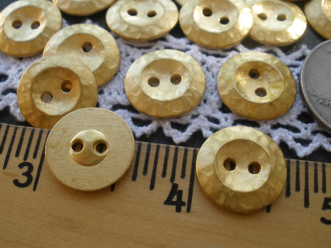 19MM or 15MM Matte Hammered Gold Tone Metal Shirt Buttons | Etsy